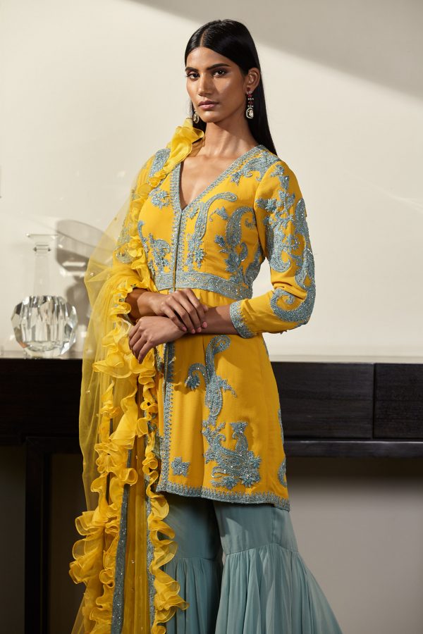 Yellow/blue garara suit - Indian Clothes in Dallas - Custom Designed ...