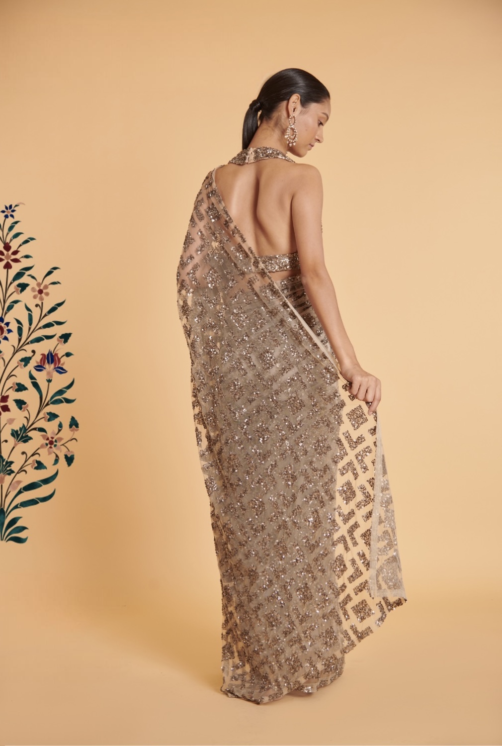 Pewter Negative Bling Bling Classic Saree - Indian Clothes in Dallas ...