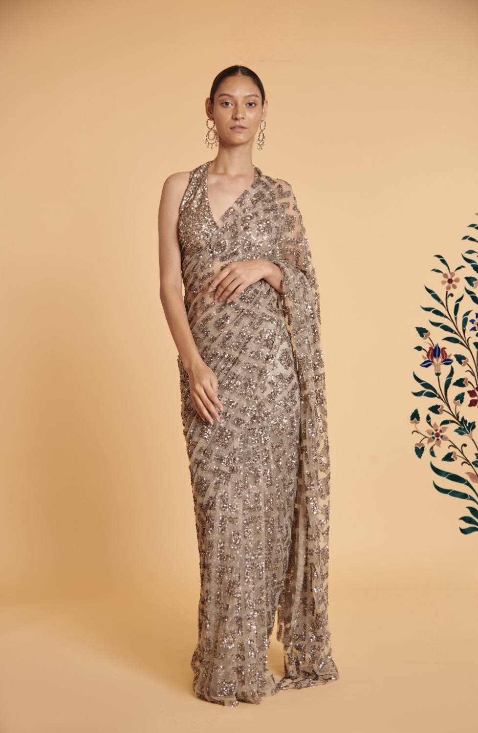 Pewter Negative Bling Bling Classic Saree - Indian Clothes in Dallas ...